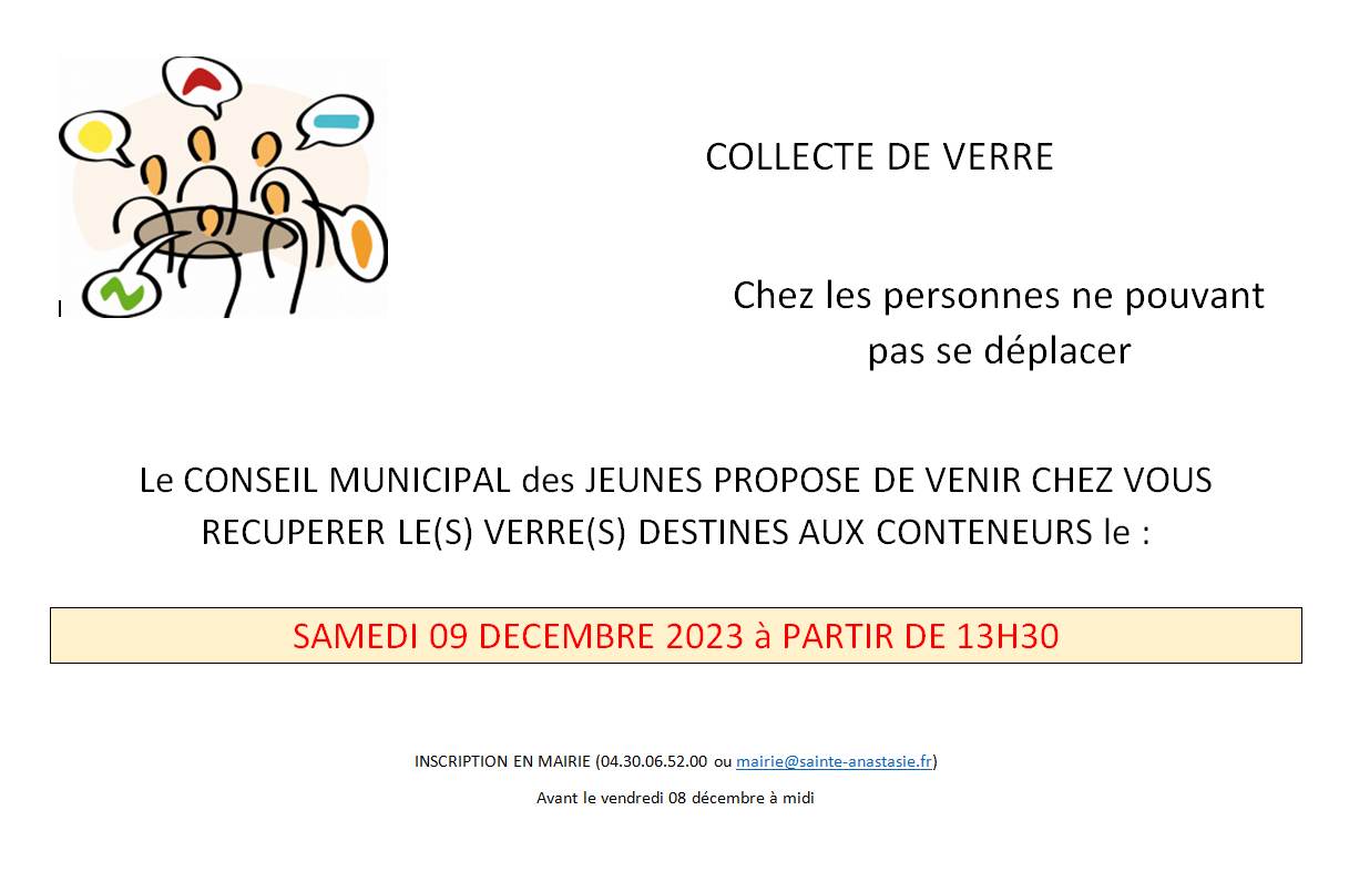Cmj Collecte De Verre Samedi 9 Décembre 2023 Commune De Sainte